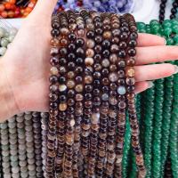 China Natural Coffee Striated Agate Loose Bead Strands 4-12mm Round Semi Precious Stone for DIY Jewelry for sale