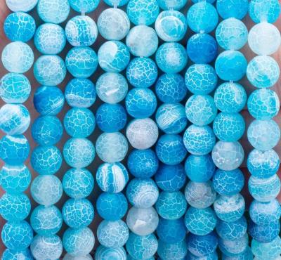 China Natural Blue Weathered Agate Loose Bead Strands 4-12mm Round Semi Precious Stone for DIY Jewelry Making for sale