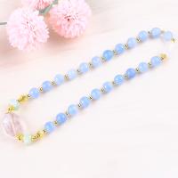 China Handmade Blue Chalcedony Double Layer Round Bead Bracelet 8mm Crystal Jewelry Gift for sale