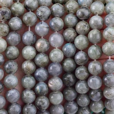 China 8mm Labradorite Gemstone Beads 45cm Strand for Jewelry Making - 35g Natural Gray Stone for sale