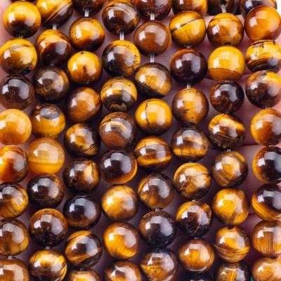 China 8mm Dark Golden Tiger Eye Gemstone Beads 45cm Strand for Jewelry Making Healing Crystal for sale