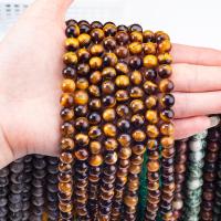 China 8mm Dark Golden Tiger Eye Gemstone Beads 45cm Strand for Jewelry Making Healing Crystal for sale