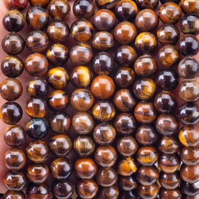 China 8mm Brown Tiger Eye Gemstone Beads 45cm Strand Natural Healing Crystal for Jewelry Making for sale