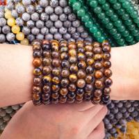 China 8mm Brown Tiger Eye Gemstone Beads 45cm Strand Natural Healing Crystal for Jewelry Making for sale