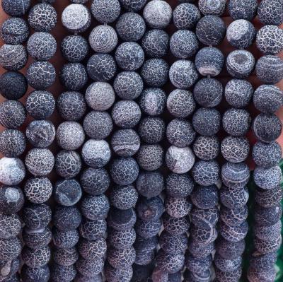 China Natural Black Weathered Agate Loose Bead Strands 4-12mm Semi Precious Stone for DIY Jewelry Making for sale