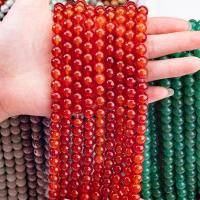China Natural Carnelian Gemstone Round Beads 8mm Red Agate Loose Bead Strands for DIY Jewelry Making for sale