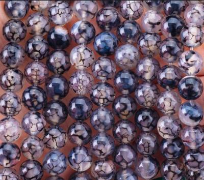 China Natural Black Dragon Veins Agate Loose Bead Strands 4-12mm Round Semi Precious Stone for DIY Jewelry Making for sale