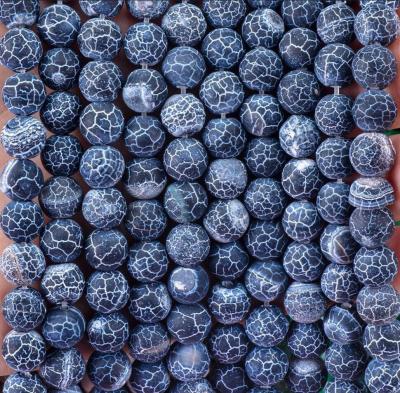 China Dark Blue Weathered Agate Loose Bead Strands 4-12mm Semi Precious Stone for DIY Jewelry Making for sale
