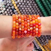 China Natural Orange Stripped Agate Loose Bead Strands 4-12mm Round Semi Precious Stone for DIY Jewelry for sale