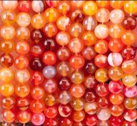 China Natural Orange Stripped Agate Loose Bead Strands 4-12mm Round Semi Precious Stone for DIY Jewelry for sale
