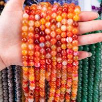 China Natural Orange Stripped Agate Loose Bead Strands 4-12mm Round Semi Precious Stone for DIY Jewelry for sale