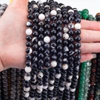 China 8mm Black Zebra Jasper Gemstone Beads 45cm Strand Healing Crystal for Jewelry Making for sale
