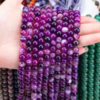 China Purple Stripped Agate Healing 8mm Round Gemstone Beads For Gift Giving for sale