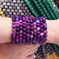 China Purple Stripped Agate Healing 8mm Round Gemstone Beads For Gift Giving for sale