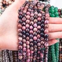 China 8mm Black Stripe Rhodocrosite Gemstone Beads 45cm Strand Healing Crystal for Jewelry Making for sale