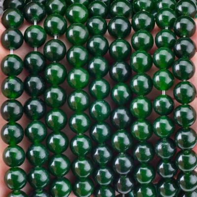 China 8mm Blackish Green Jade Round Smooth Bulk Beads for Jewelry Making DIY for sale