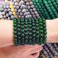 China 8mm Blackish Green Jade Round Smooth Bulk Beads for Jewelry Making DIY for sale