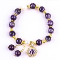 China 10mm Dream Amethyst Stretch Bracelet Natural Crystal Beaded Jewelry Unisex 8 inch for sale