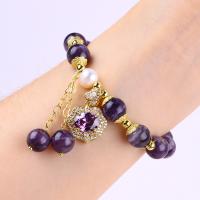 China 10mm Dream Amethyst Stretch Bracelet Natural Crystal Beaded Jewelry Unisex 8 inch for sale