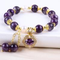 China 10mm Dream Amethyst Stretch Bracelet Natural Crystal Beaded Jewelry Unisex 8 inch for sale