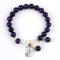 China Purple Tiger Eye 8mm Bead Handmade Gemstone Bracelet Unisex Stretch Bracelet for sale