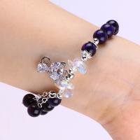 China Purple Tiger Eye 8mm Bead Handmade Gemstone Bracelet Unisex Stretch Bracelet for sale