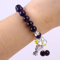 China Purple Tiger Eye 8mm Bead Handmade Gemstone Bracelet Unisex Stretch Bracelet for sale