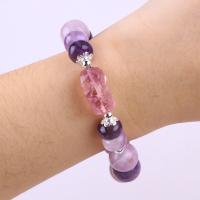 China 14mm Purple Mica Fluorite Pixiu Stretch Bead Bracelet Lucky Wealth Jewelry for sale