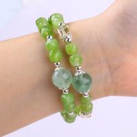 China Square Multifacted Bead Peridot Bangle Genuine Crystal Bracelet OEM ODM for sale