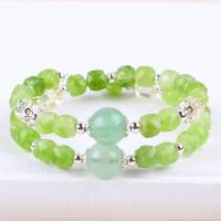 China Square Multifacted Bead Peridot Bangle Genuine Crystal Bracelet OEM ODM for sale
