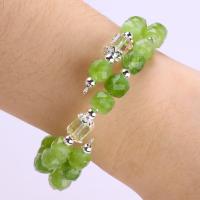 China Square Multifacted Bead Peridot Bangle Genuine Crystal Bracelet OEM ODM for sale