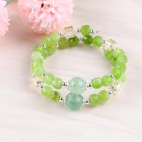 China Square Multifacted Bead Peridot Bangle Genuine Crystal Bracelet OEM ODM for sale
