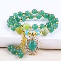 China Oval Shape Green Aventurine Stone Bead Bracelet Double Layer for sale