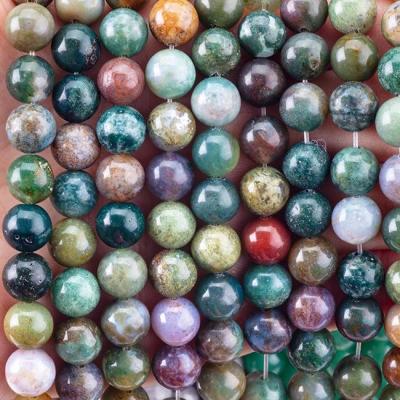 China 8mm Indian Agate Gemstone Beads 45cm Strand Multicolor Healing Crystal for Jewelry Making for sale