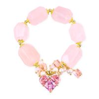 China Handmade Rose Quartz Bracelet 21cm Adjustable Natural Stone Jewelry with Pearl Charms for Gifts and Daily Wear for sale