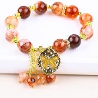 China Handmade Hematite Quartz Sphere Gemstone Bracelet 21cm Adjustable Butterfly Charms for Party for sale