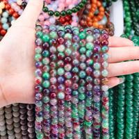 China 8mm Green Flower Agate Loose Beads Round Natural Crystal Stone for Jewelry Making for sale