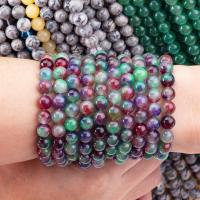 China 8mm Green Flower Agate Loose Beads Round Natural Crystal Stone for Jewelry Making for sale