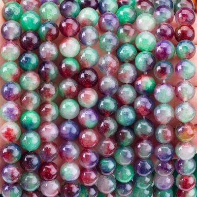 China 8mm Green Flower Agate Loose Beads Round Natural Crystal Stone for Jewelry Making for sale