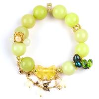 China Handmade Lemon Jade Gemstone Bracelet 21cm Adjustable Beaded Bracelet for Party Daily Wearing for sale