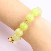 China Handmade Lemon Jade Gemstone Bracelet 21cm Adjustable Beaded Bracelet for Party Daily Wearing for sale