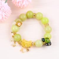 China Handmade Lemon Jade Gemstone Bracelet 21cm Adjustable Beaded Bracelet for Party Daily Wearing for sale