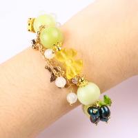 China Handmade Lemon Jade Gemstone Bracelet 21cm Adjustable Beaded Bracelet for Party Daily Wearing for sale