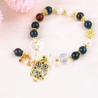 China Handmade Indian Agate Gemstone Beaded Bracelet 21cm Adjustable Owl Charms Jewelry for Party Daily for sale