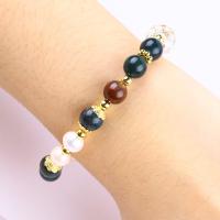 China Handmade Indian Agate Gemstone Beaded Bracelet 21cm Adjustable Owl Charms Jewelry for Party Daily for sale
