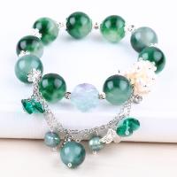 China Handmade Green Chalcedony Gemstone Bracelet 21cm Adjustable Beaded Charm Bracelet for Party Daily Wearing for sale