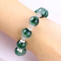 China Handmade Green Chalcedony Gemstone Bracelet 21cm Adjustable Beaded Charm Bracelet for Party Daily Wearing for sale
