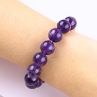 China Handmade Amethyst Gemstone Bracelet 21cm Adjustable Purple Crystal Stone Bracelet for Party Daily Wearing for sale