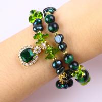 China Handmade Natural Dark Green Tiger Eye Gemstone Bracelet 40cm Adjustable Beaded Jewelry for sale