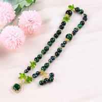 China Handmade Natural Dark Green Tiger Eye Gemstone Bracelet 40cm Adjustable Beaded Jewelry for sale